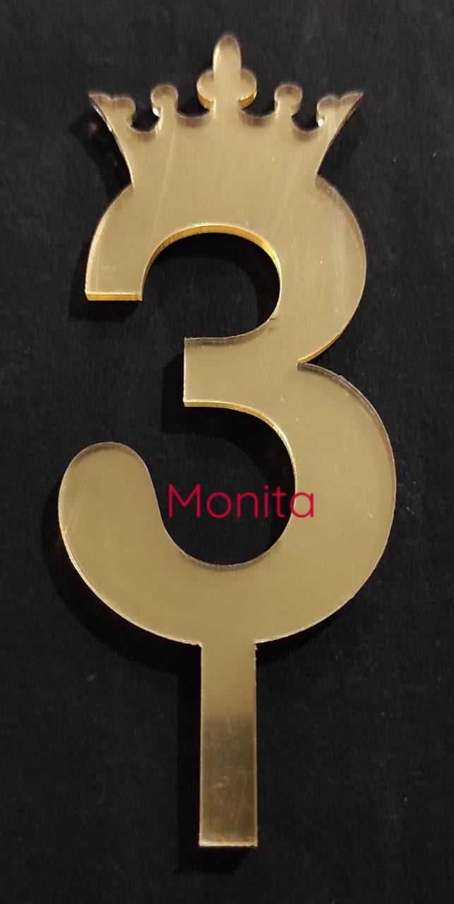 Gold Acrylic Numbers Crown Cake Topper For Wedding Anniversary Or Birt ...